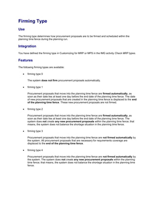 Firming - Planning Time fence | PDF