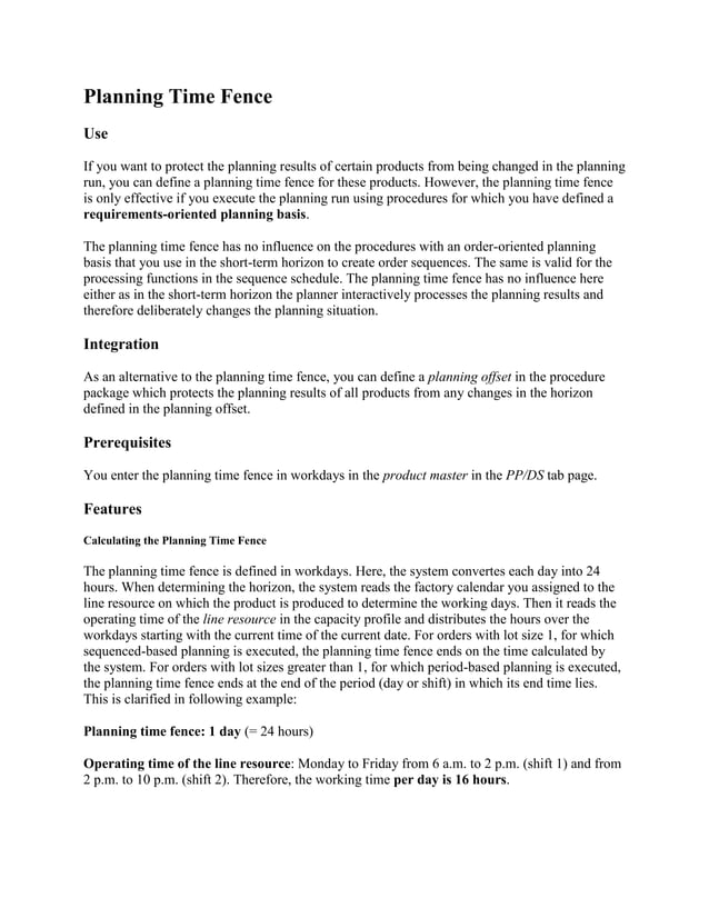 Firming - Planning Time fence | PDF