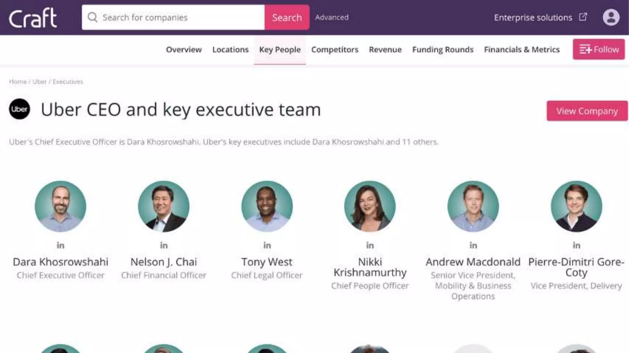 Firmographics Uber Craft.co