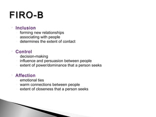Interpersonal Needs - Recognizing and Understanding Your FIRO-B Style | PPT