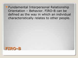 FIRO B tool - introduction | PPT