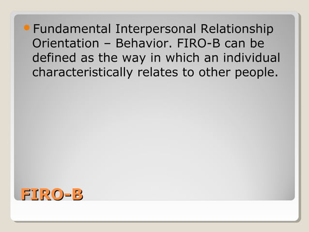 FIRO B tool - introduction | PPT