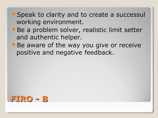 FIRO B tool - introduction | PPT