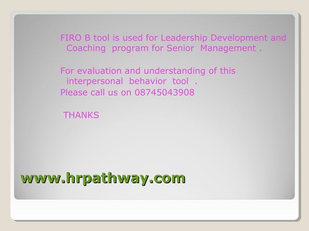 FIRO B tool - introduction | PPT