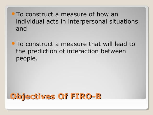 FIRO B tool - introduction | PPT