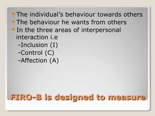 FIRO B tool - introduction | PPT