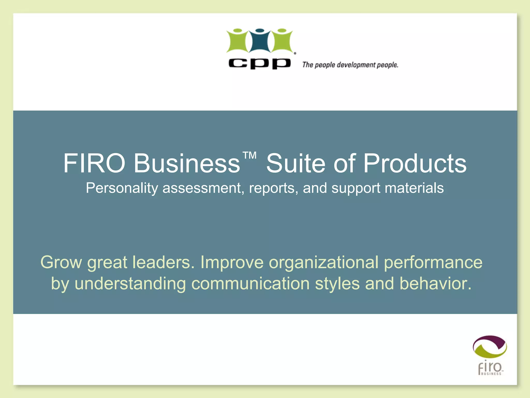 FIRO Business Assessment Suite | PDF