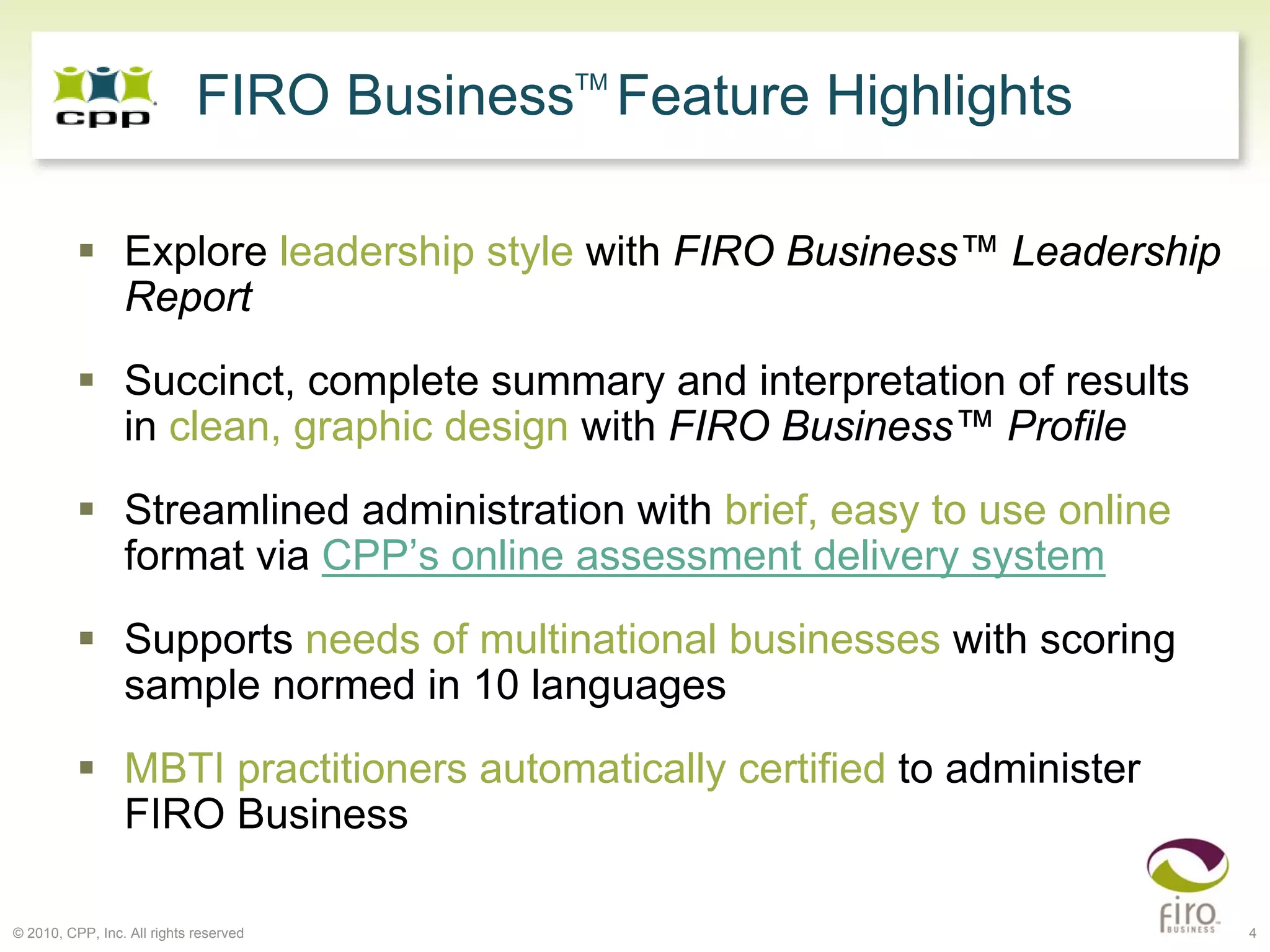 FIRO Business Assessment Suite | PDF