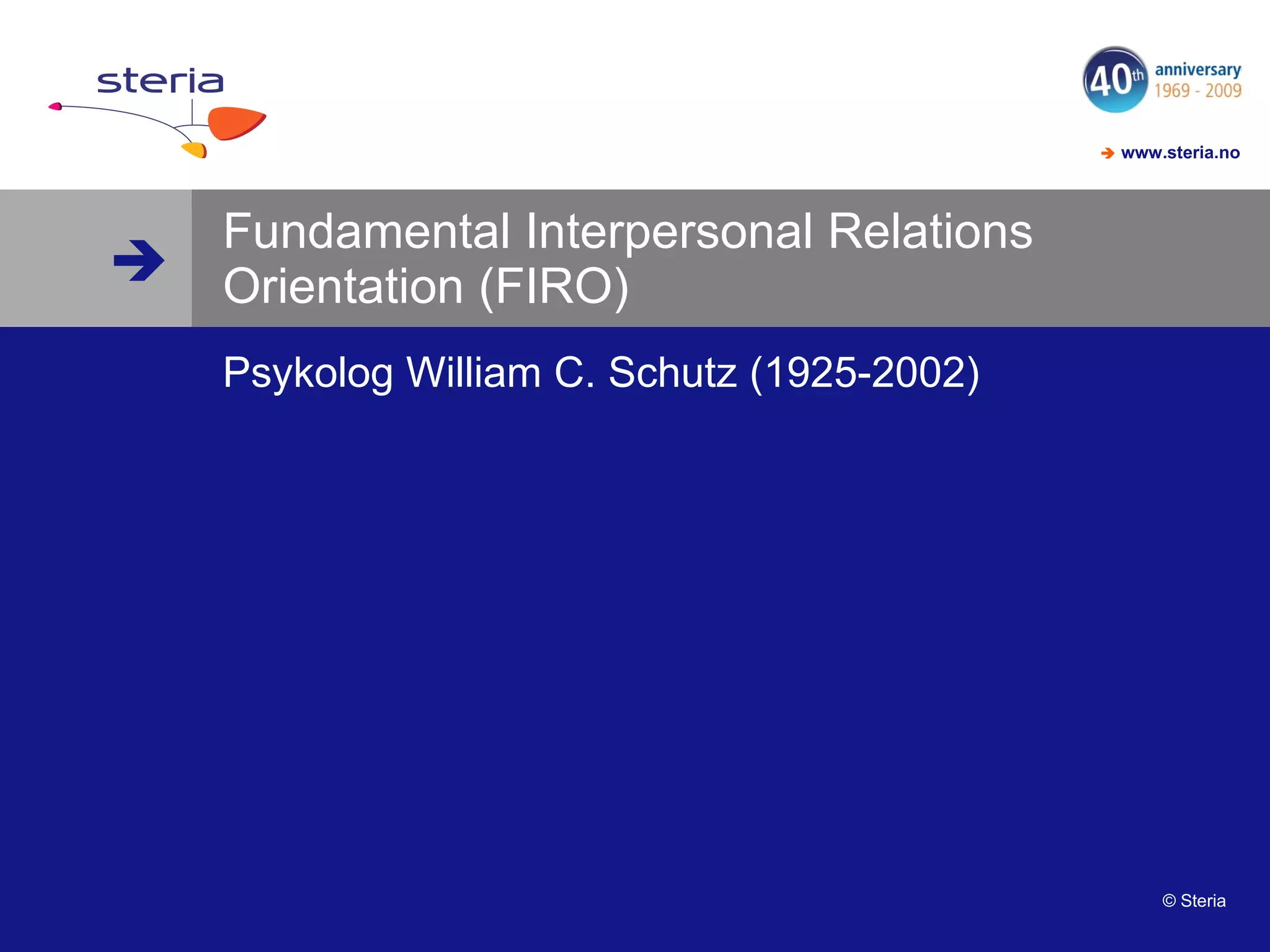 Firo - En Modell For Gruppeutvikling | PPT