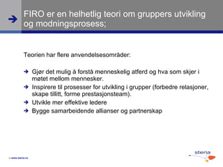 Firo - En Modell For Gruppeutvikling | PPT