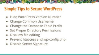 Simple Tips to Secure your WordPress | PPT