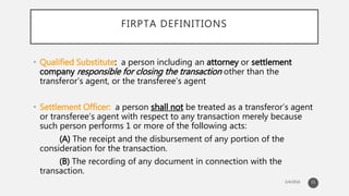 FIRPTA: Foreign Investment in Real Property Tax Act | PPTX | Real ...