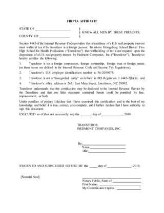 Firpta affidavit for 5.25.18