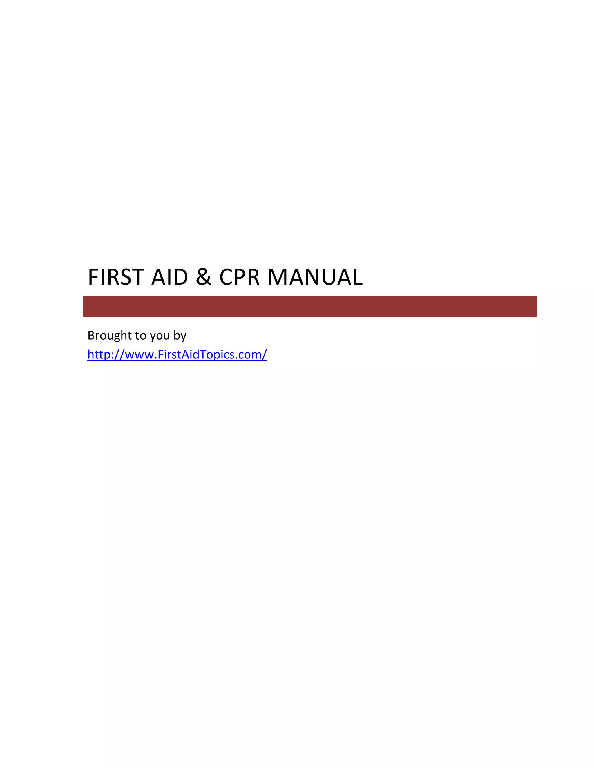 First Aid And Cpr Manual | PDF