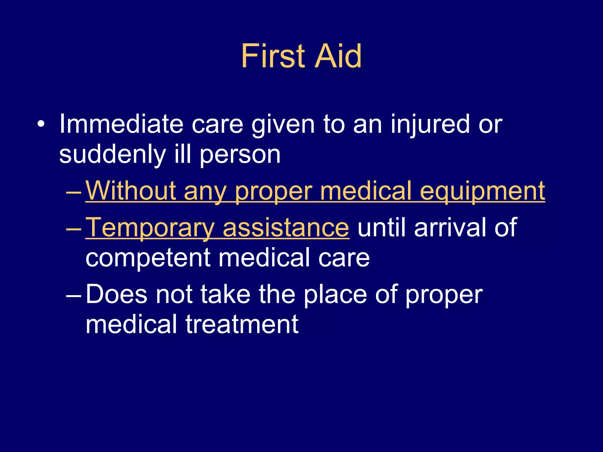 First Aid Principles And Practice | PPT