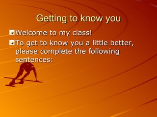 First Day Icebreaker | PPT