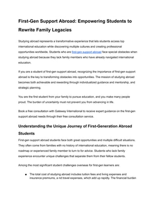 first-gen support abroad for indian student | PDF