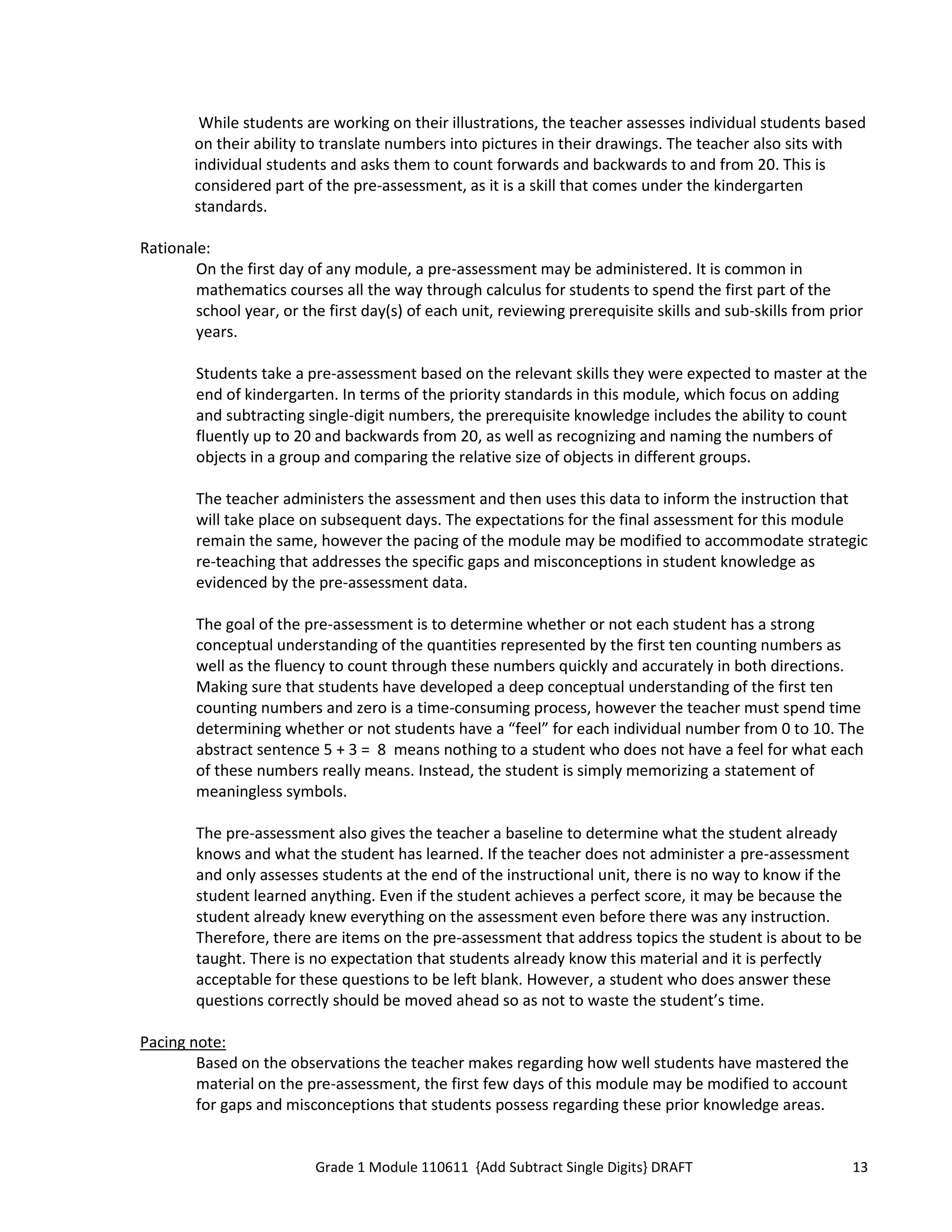 First grade-module | DOC | Educational Assessment | Education