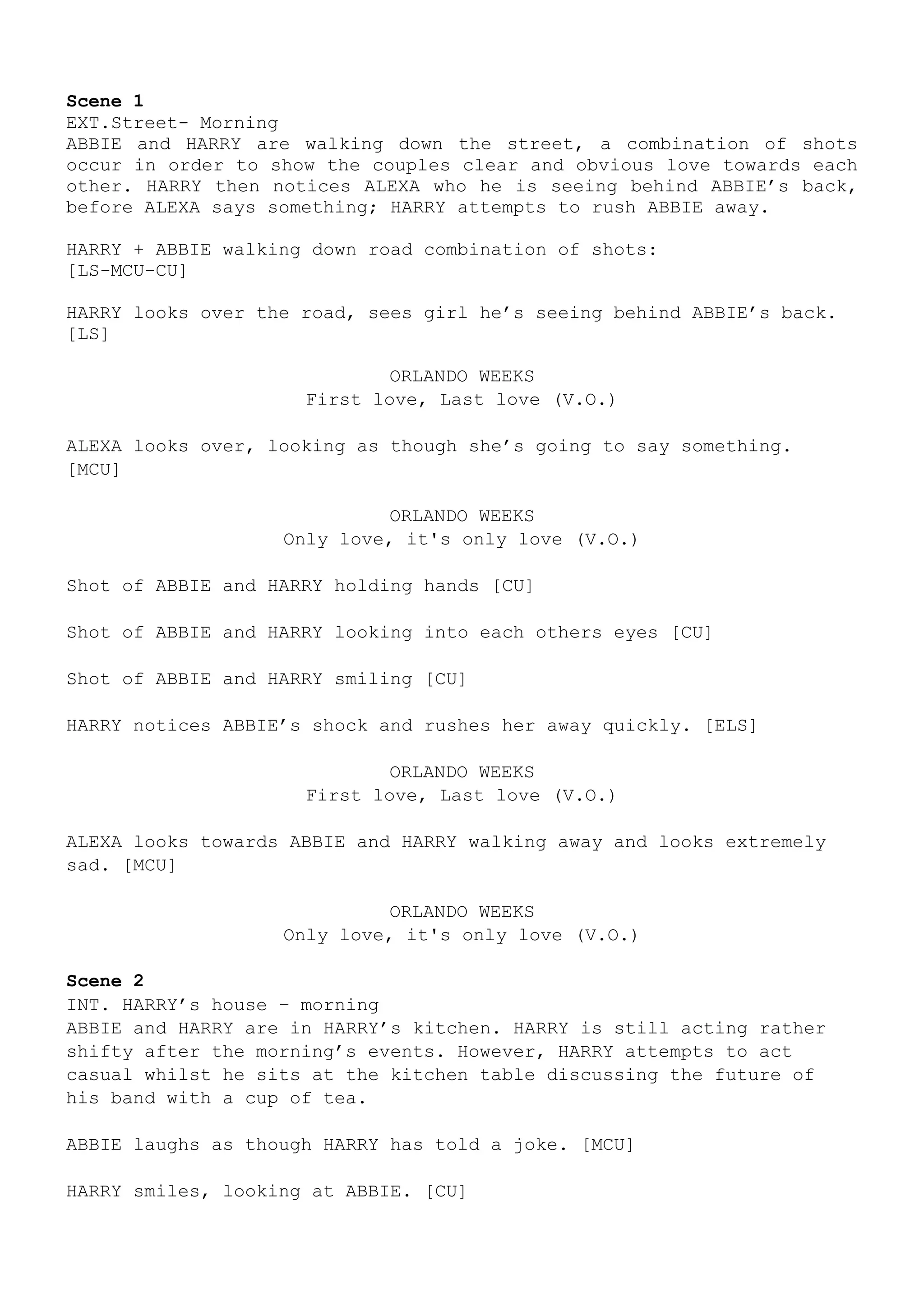 First Love Script | DOCX