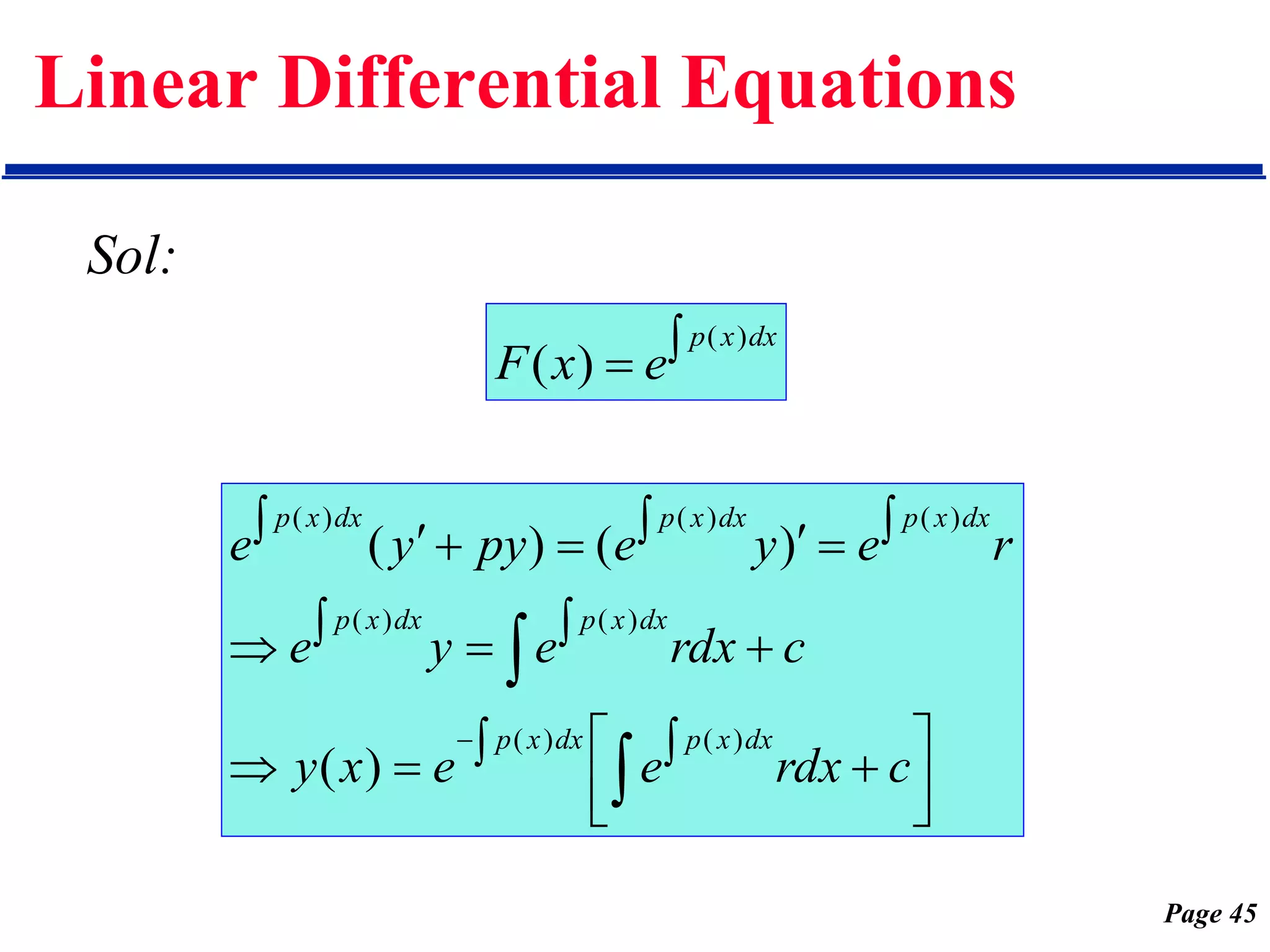 First order differential equations | PPT | Physics | Science