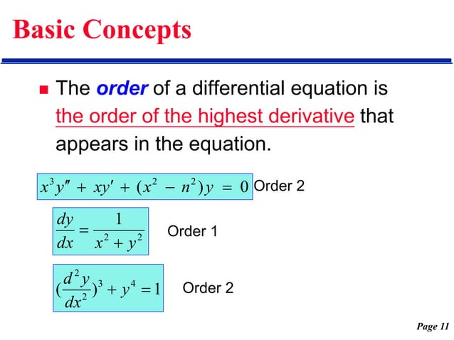 First order differential equations | PPT | Physics | Science