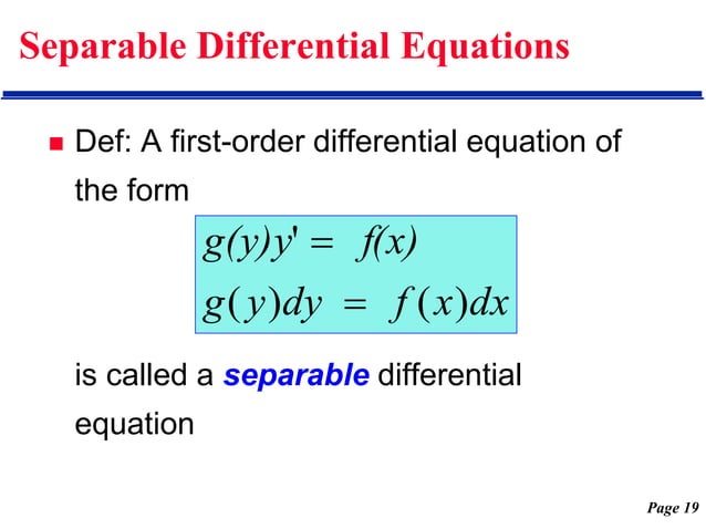 First order differential equations | PPT | Physics | Science