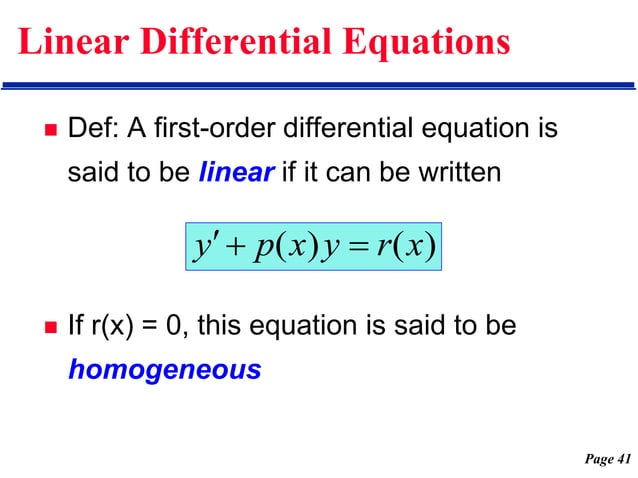 First order differential equations | PPT | Physics | Science
