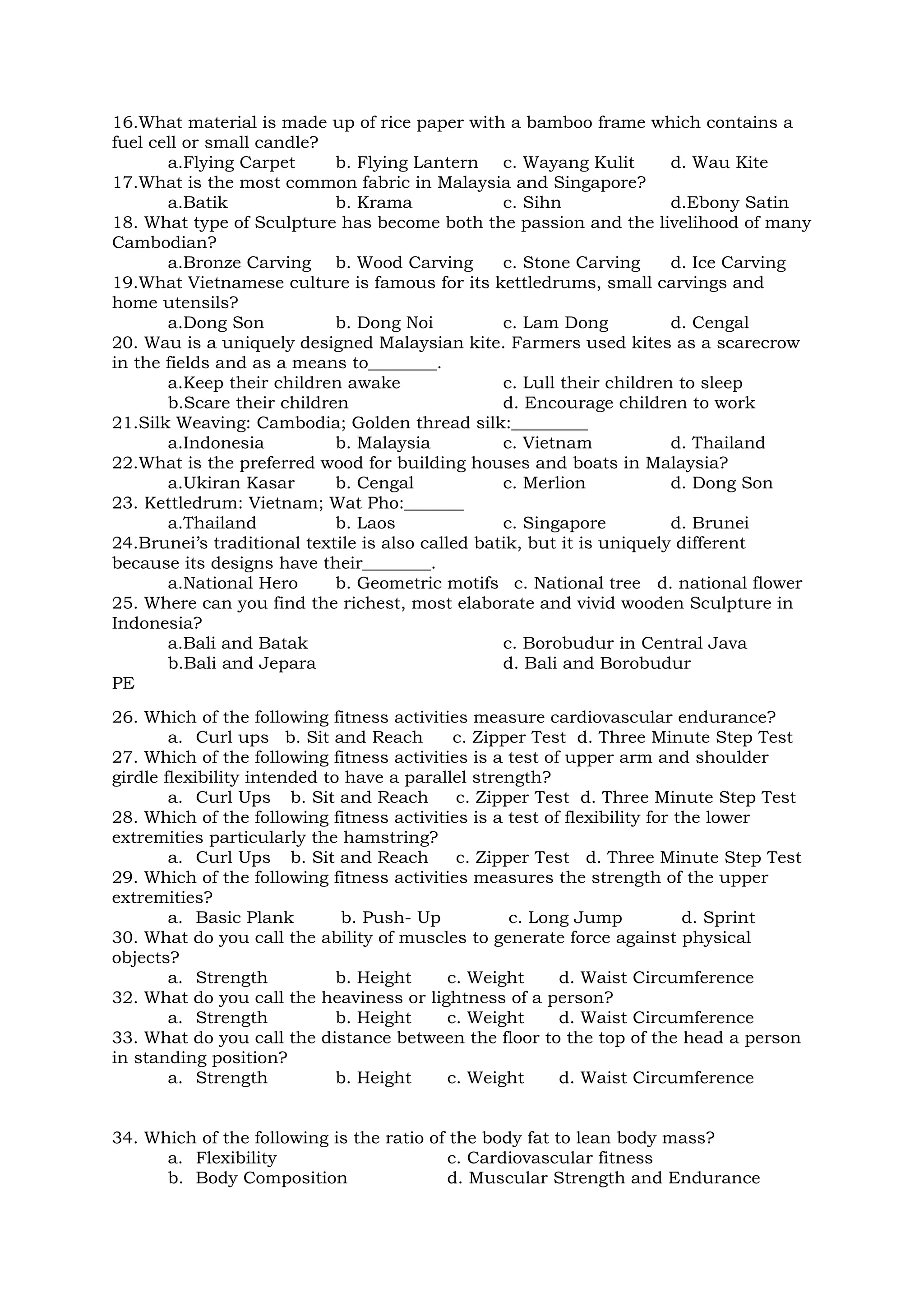 Sample 1st Periodical Examination in MAPEH | PDF