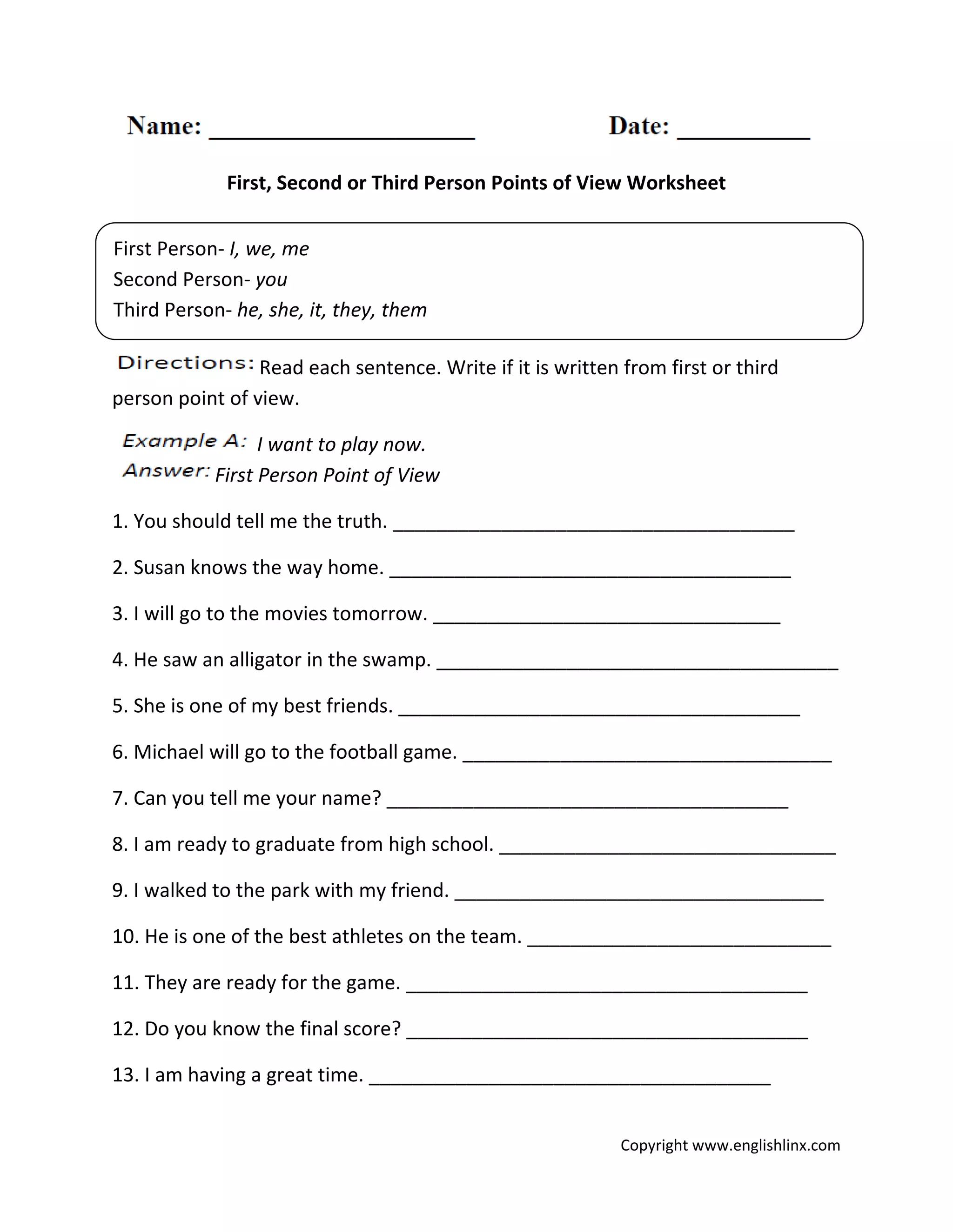 First second-or-third-person-points-of-view-worksheet (2) | PDF