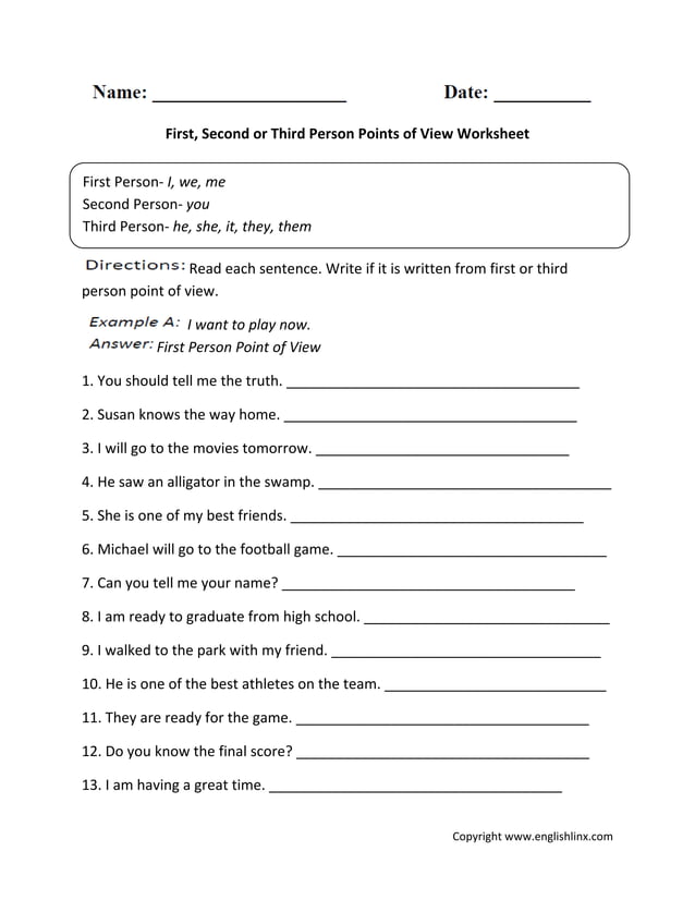 First second-or-third-person-points-of-view-worksheet (2) | PDF
