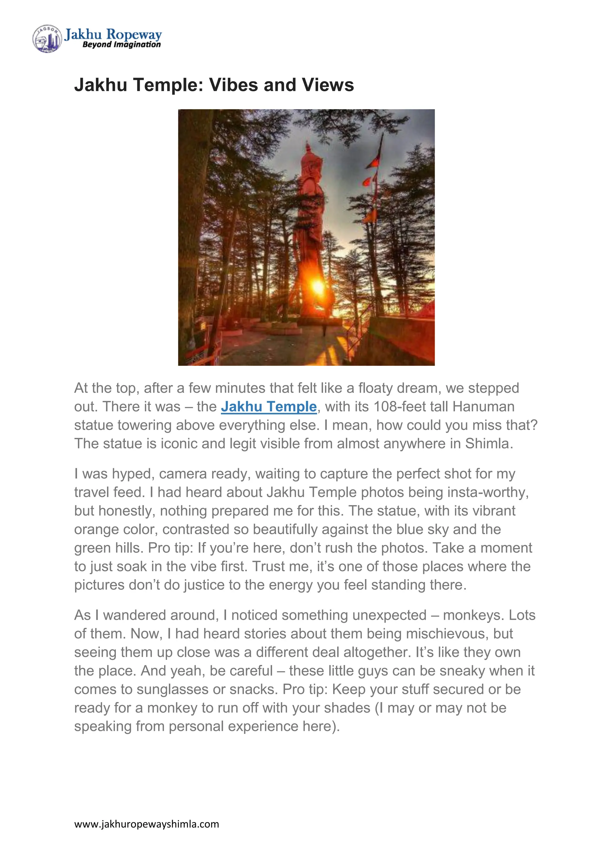 First-Time in Shimla: My Journey to the Hilltop Temple on a Ropeway Ride | PDF