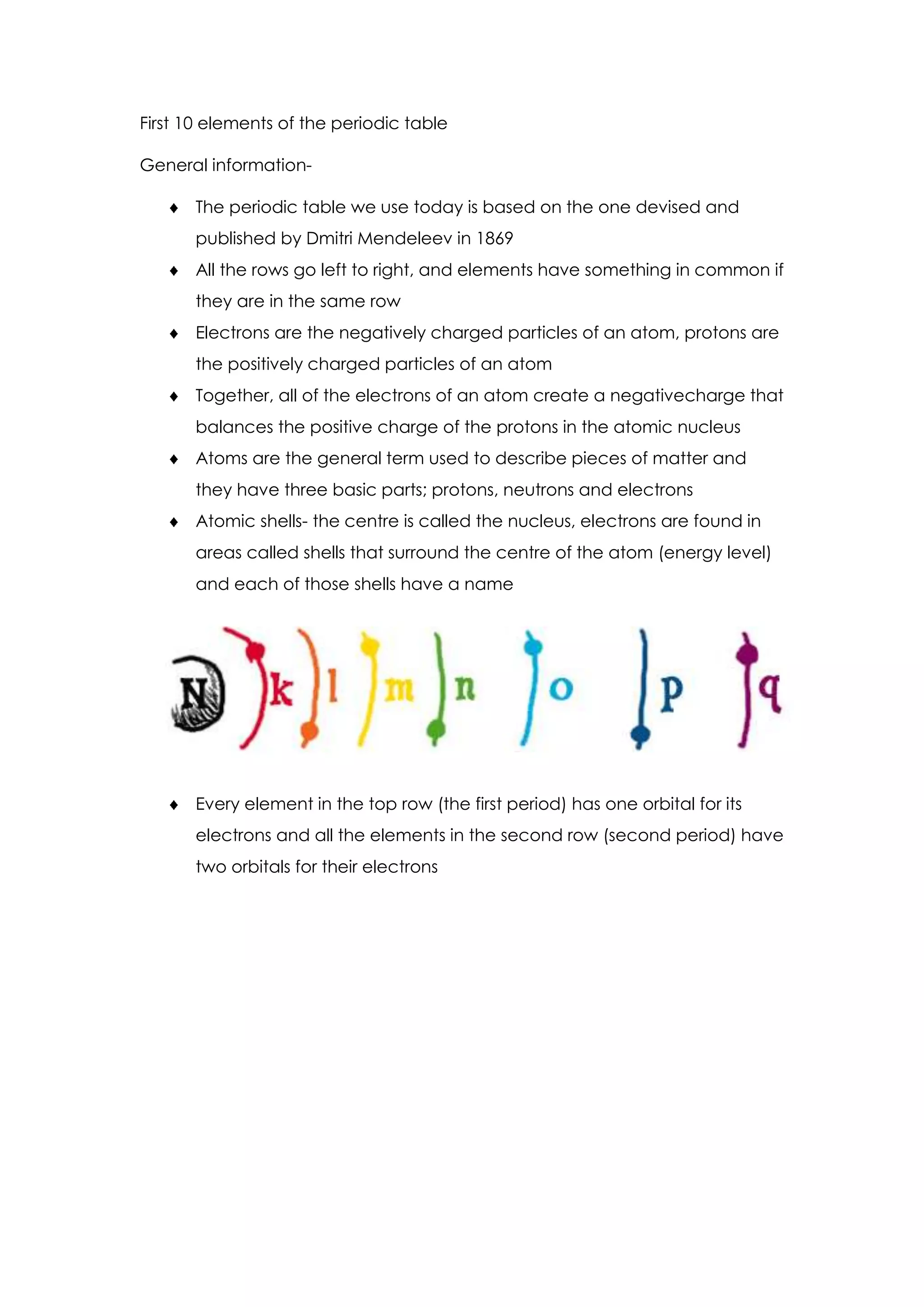 First 10 elements of the periodic table | DOCX