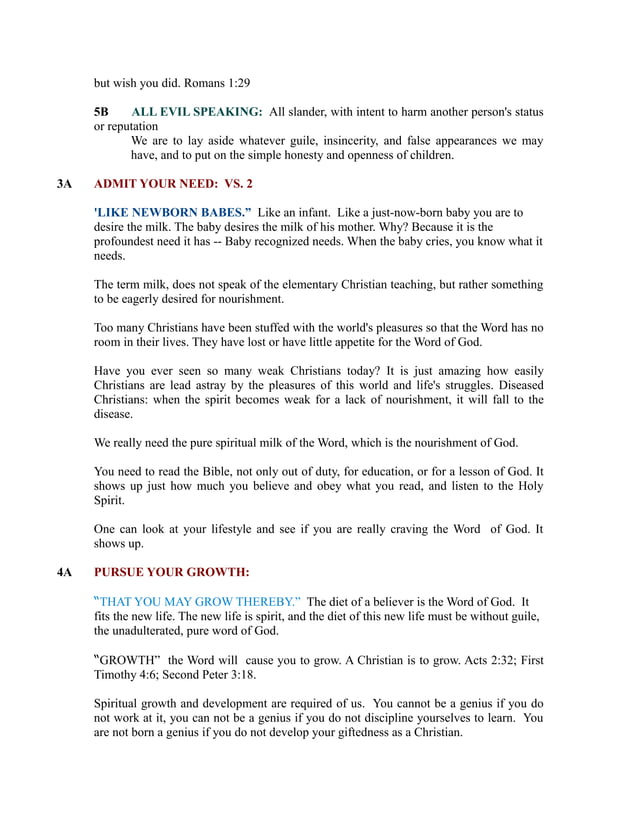 First Peter 2 1 to 3 outline | PDF