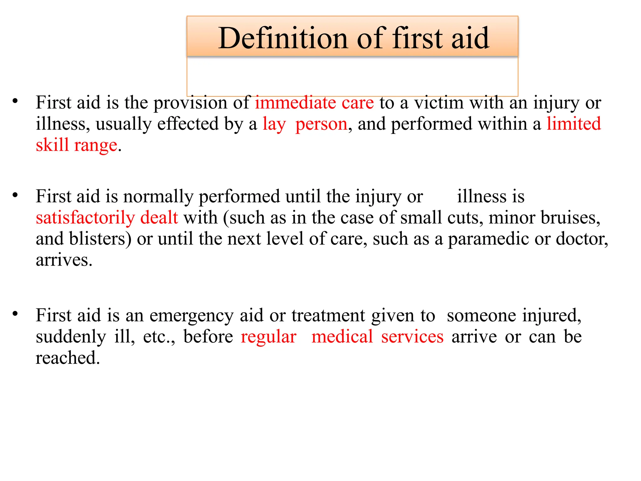 first aid kit awareness program presentation | PPTX