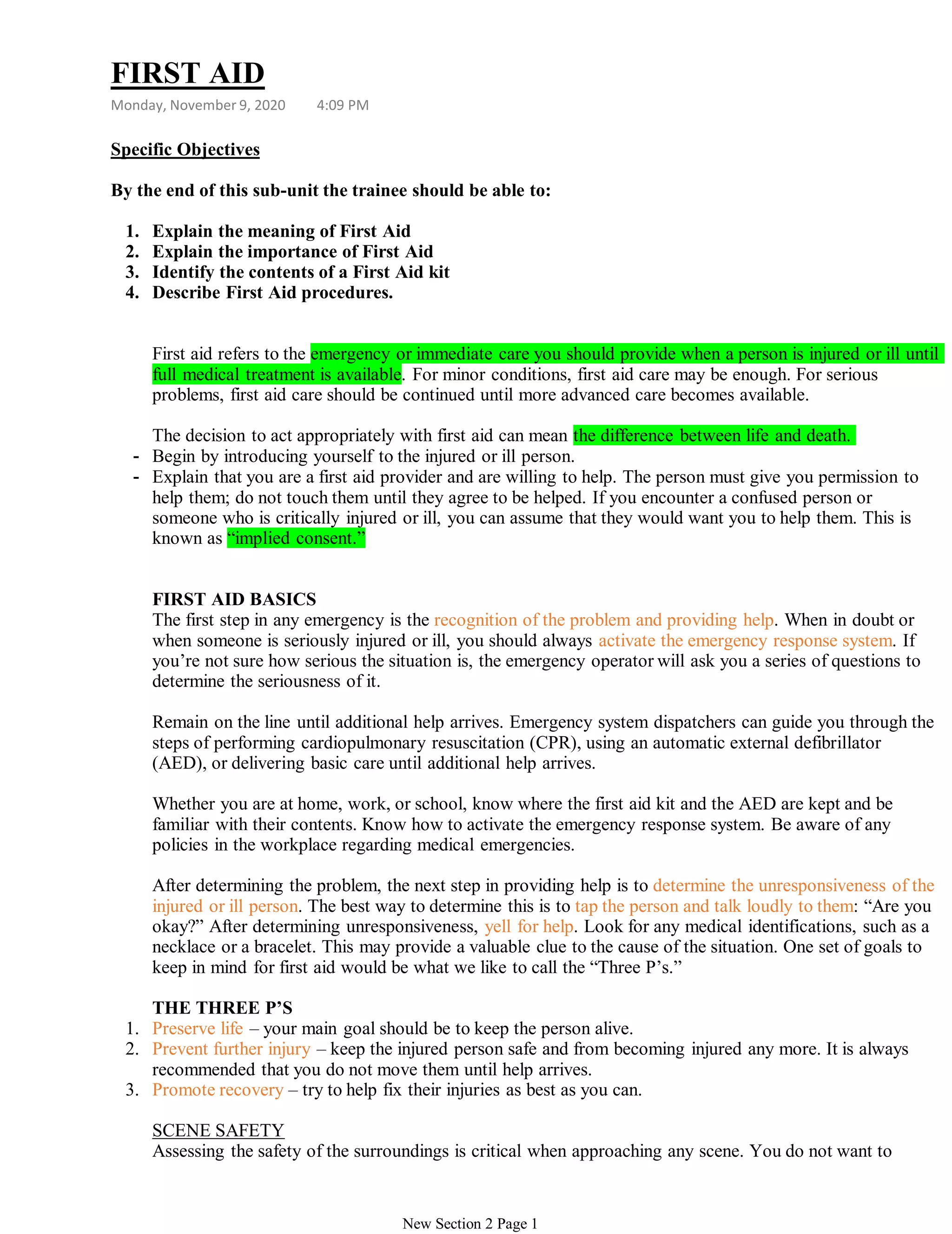 Basic First aid | PDF