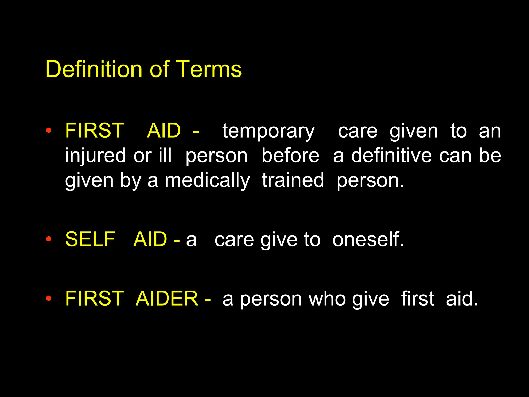 Definition and Importance of the First Aid | PPT