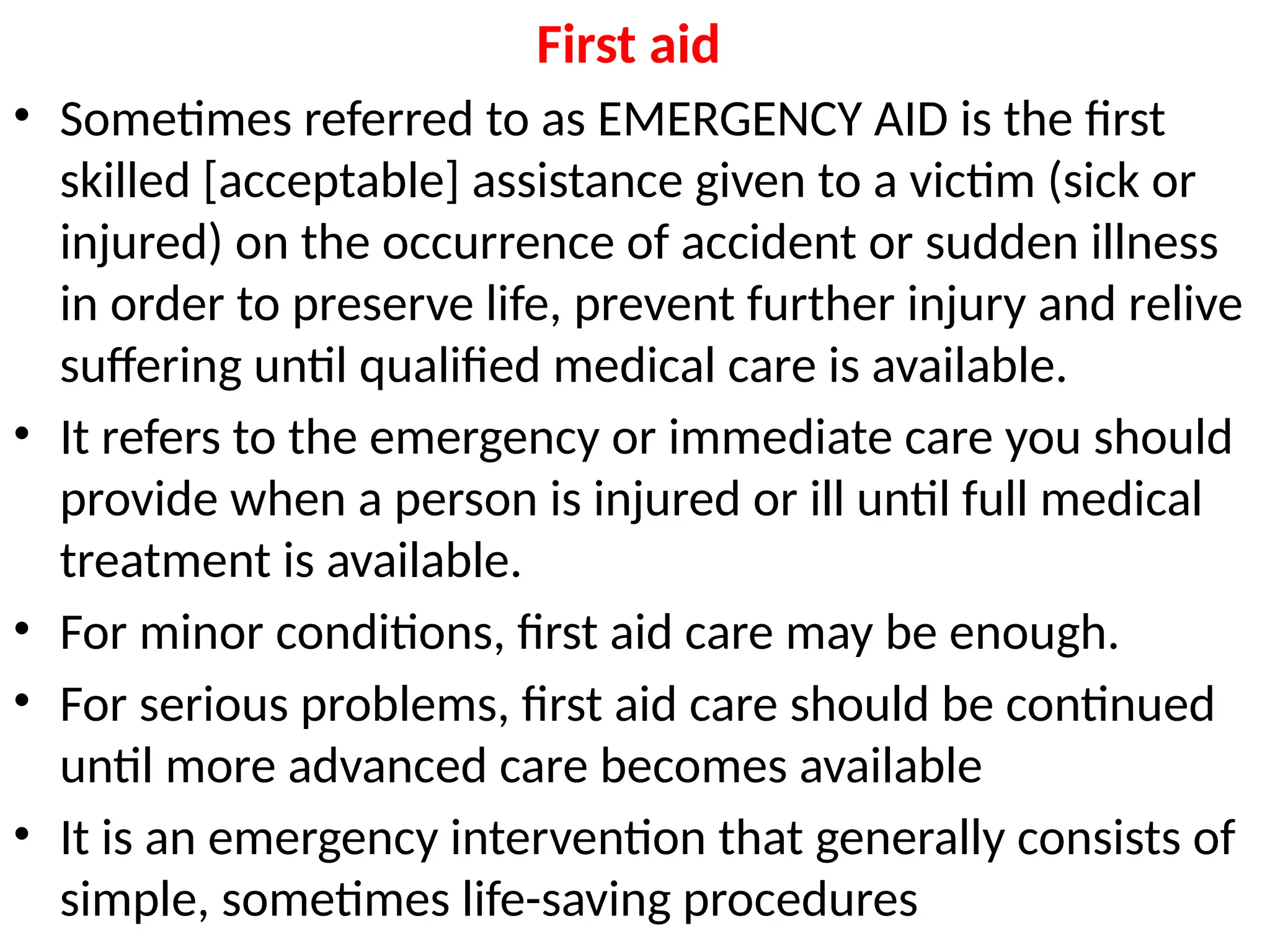 First Aid.pptx of community pharmacy, cc | PPTX