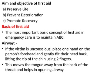 First Aid.pptx of community pharmacy, cc | PPTX