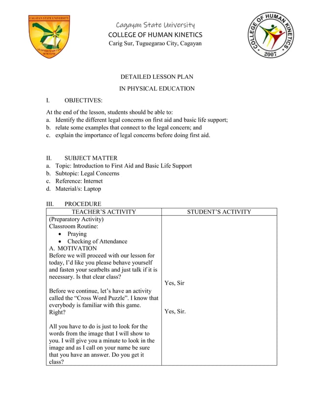 First aid-Detailed-Lesson-Plan[1].docx | First Aid | Injuries