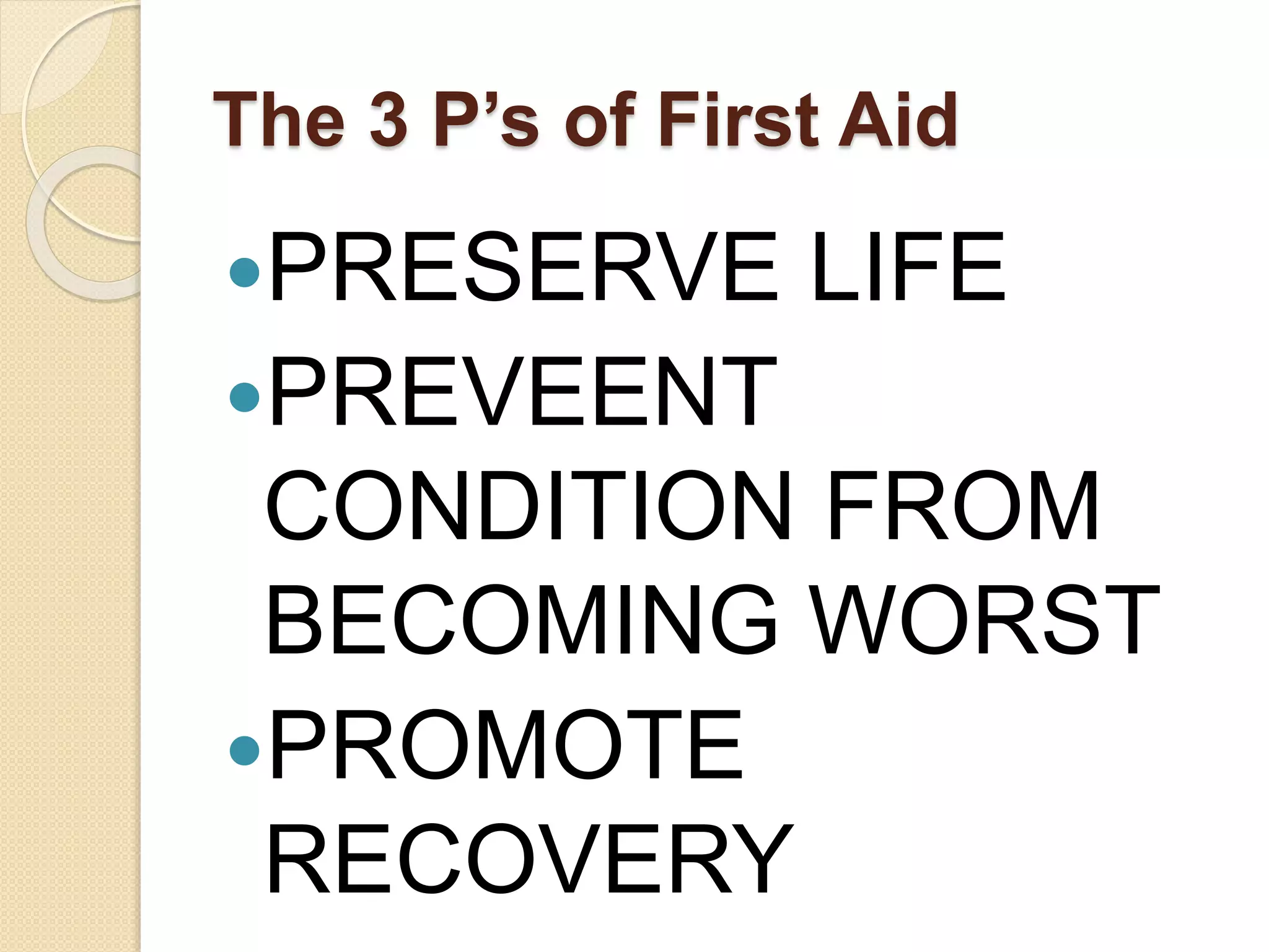 First aid (entire presentation) | PPTX | First Aid | Injuries