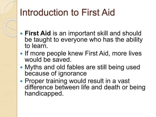 First aid (entire presentation) | PPTX | First Aid | Injuries