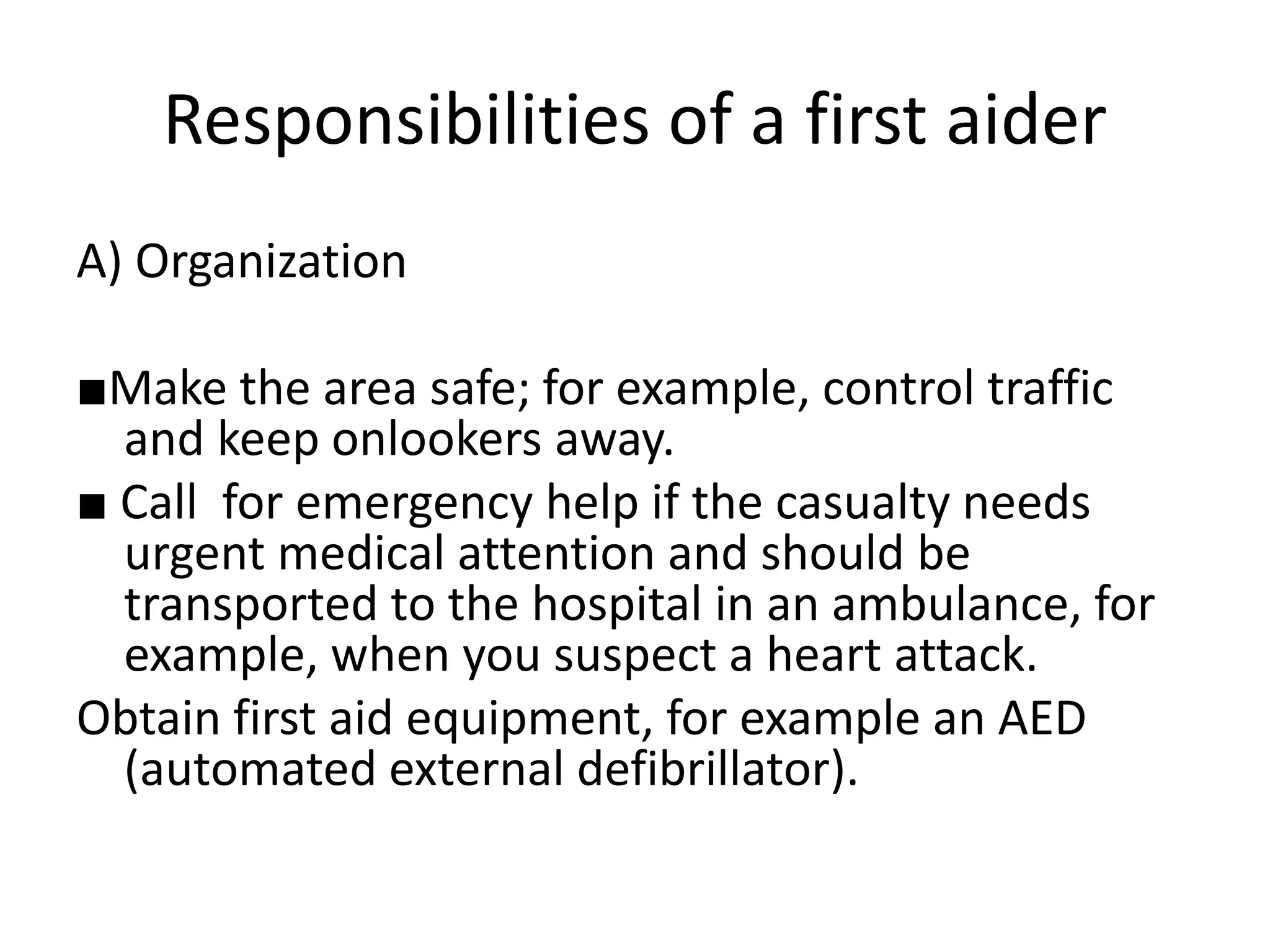 First Aid Summary of what is to be covered | PPT