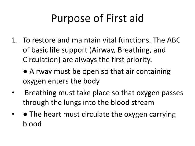 First Aid Summary of what is to be covered | PPT