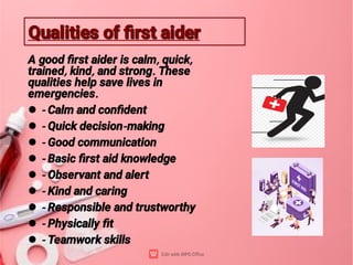 First aid definition and importance and first aid kit | PDF