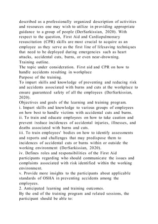 First Aid and CPR Training.Student NameProfesso | PDF