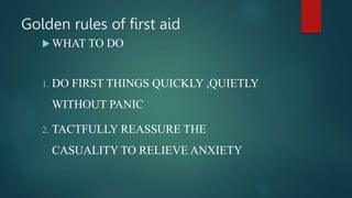 FIRST AID AND EMERGENCIES.pptx. introduction | PPTX | First Aid | Injuries