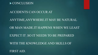 FIRST AID AND EMERGENCIES.pptx. introduction | PPTX | First Aid | Injuries
