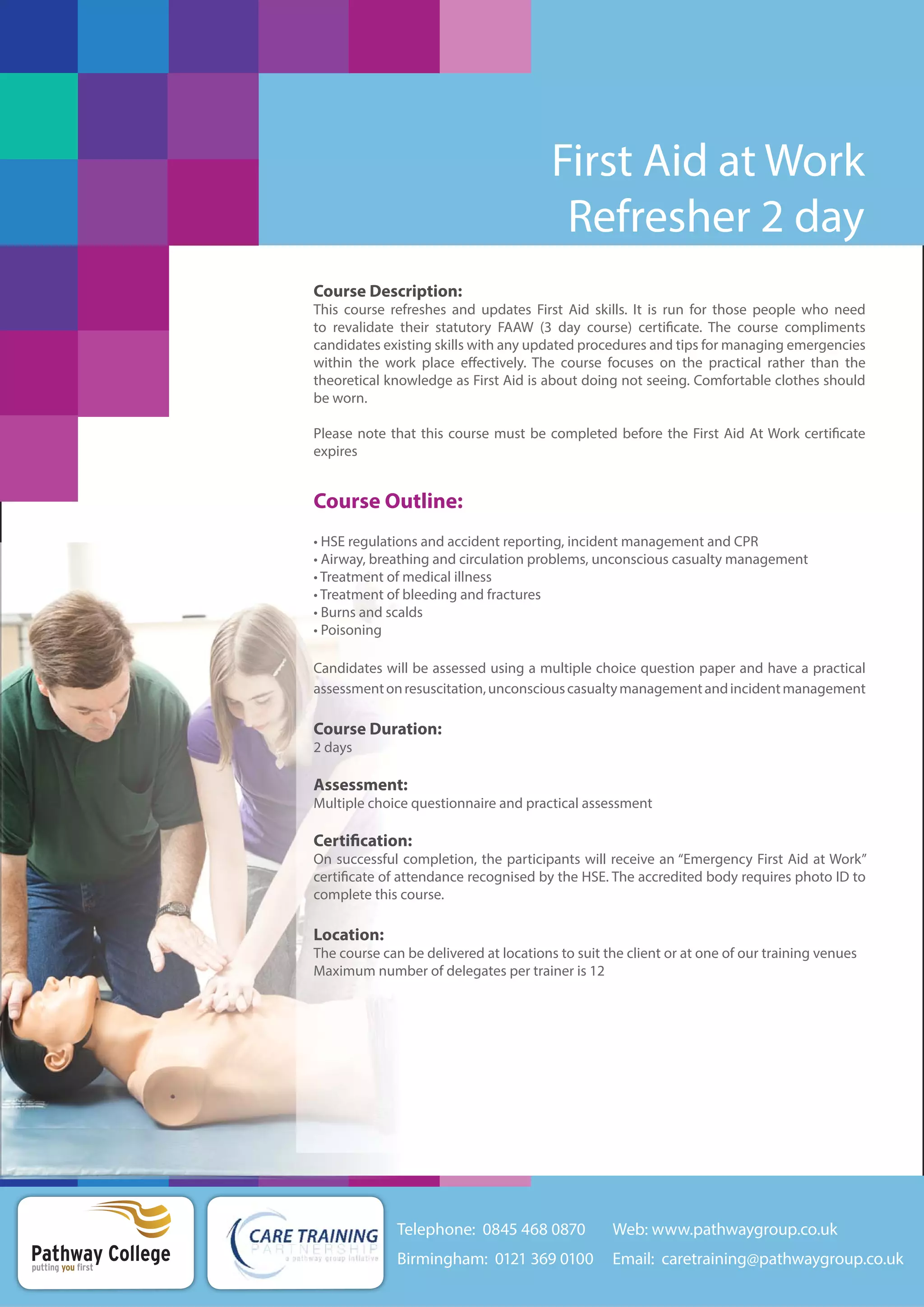 First Aid at Work Refresher 3 Days Training Courses/FAAW (3 day course ...