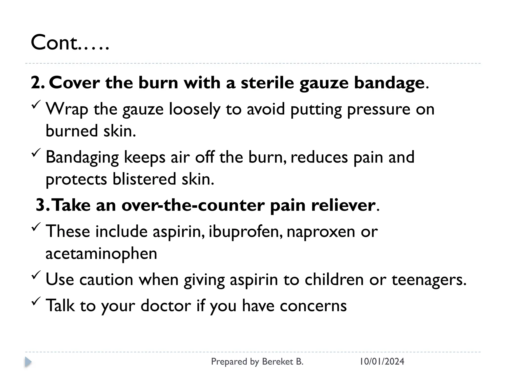 First aid Burn for health science students pptx | PPTX