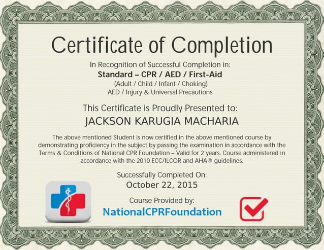 First aid certificate | PDF
